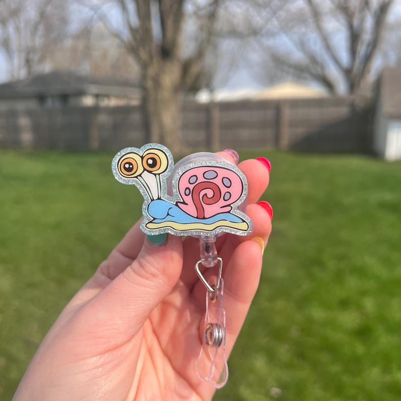 Snail Interchangeable Badge Reel, Glitter Nurse Badge Holder, Kawaii ...