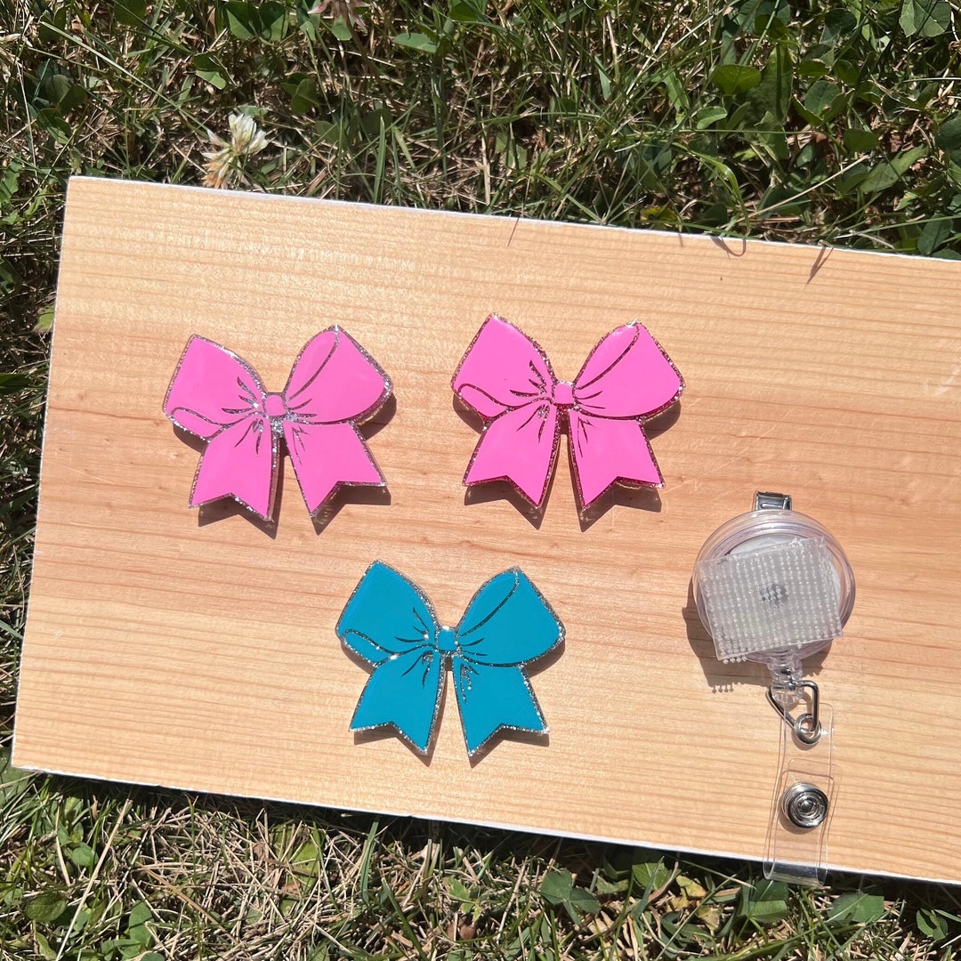 Solid Bow Badge Reel, Pink Bow Badge Reel, Blue Bow Badge Reel ...