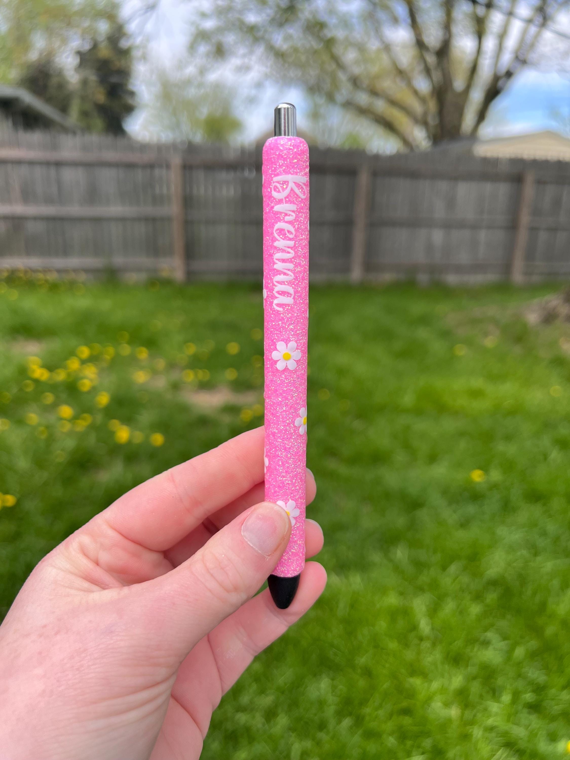 Personalized Glitter Daisy Pen: Custom Floral Stationery Gift - Etsy