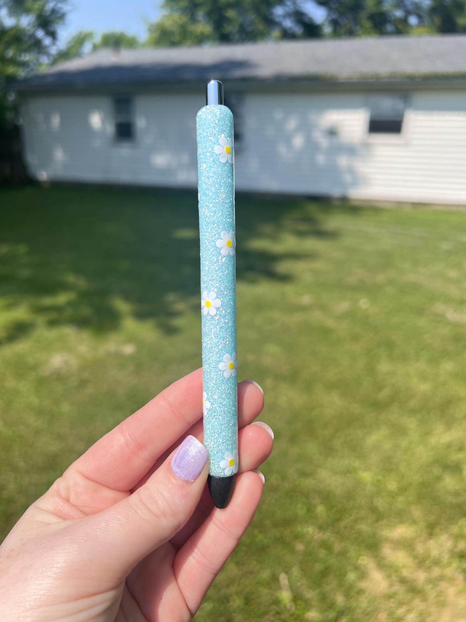 Personalized Glitter Daisy Pen: Custom Floral Stationery Gift - Etsy