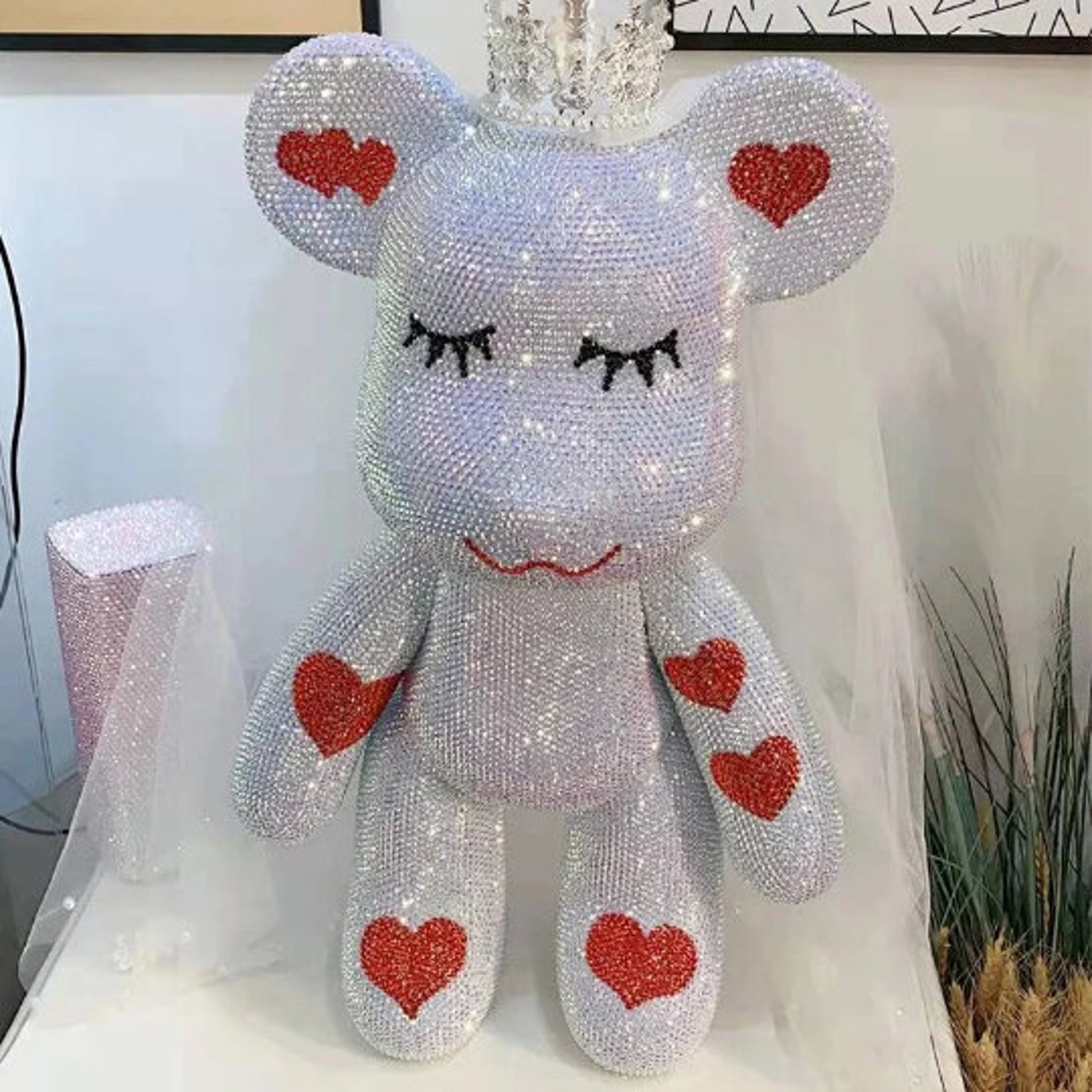 Handmade Teddy Bear Rhinestone Figurine, Diamond Bear Figurine, 5D ...