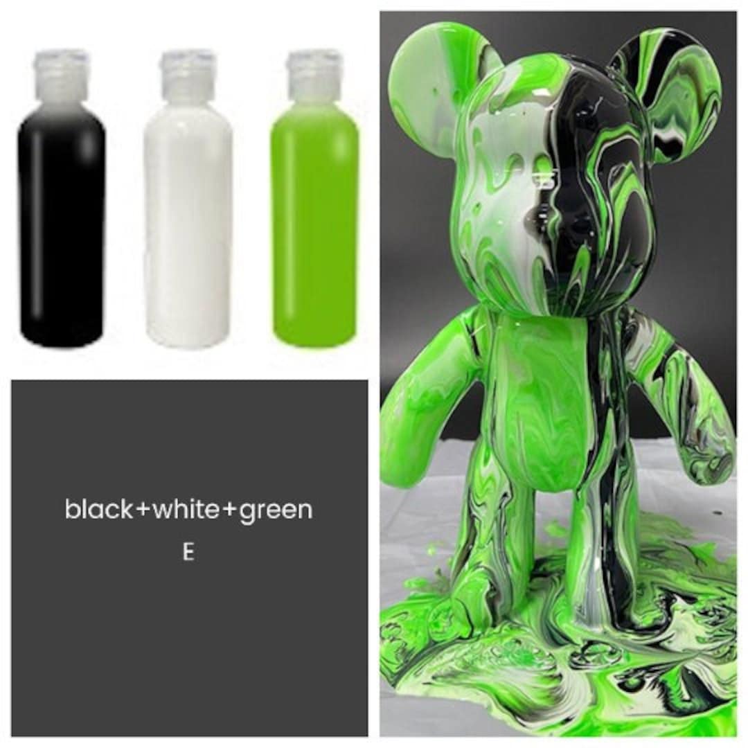 Fluid Bear Painting DIY Set, Acrylic Pour Painting, Bear Figurine Fluid ...
