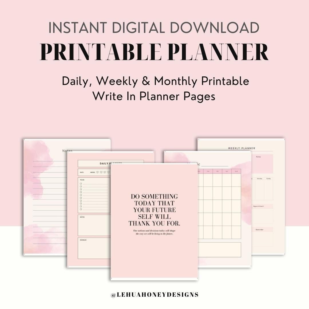 Cute Pink Printable Planner Inserts - Etsy