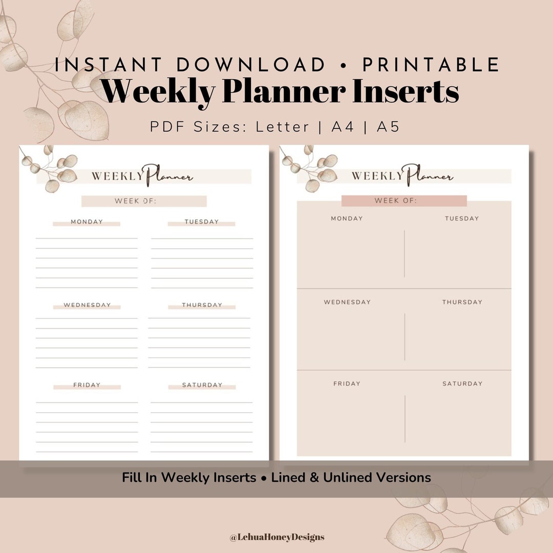 Minimalist Nature Weekly Planner Inserts 2022-2023 - Etsy