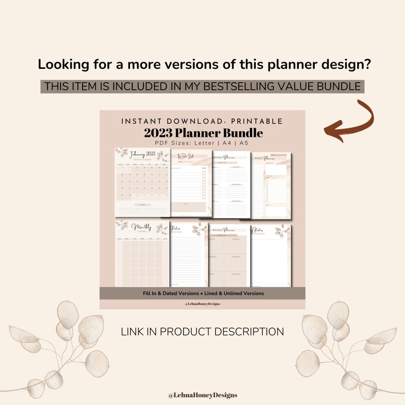 Minimalist Nature Weekly Planner Inserts 2022-2023 - Etsy