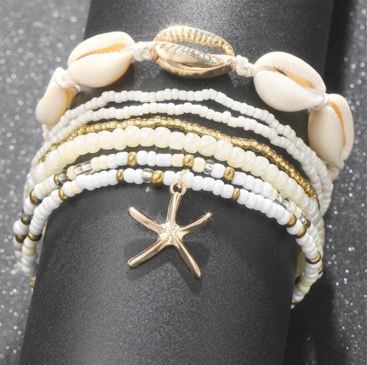 Handmade Beach-themed Beaded Bracelets With Starfish Charm Ocean ...