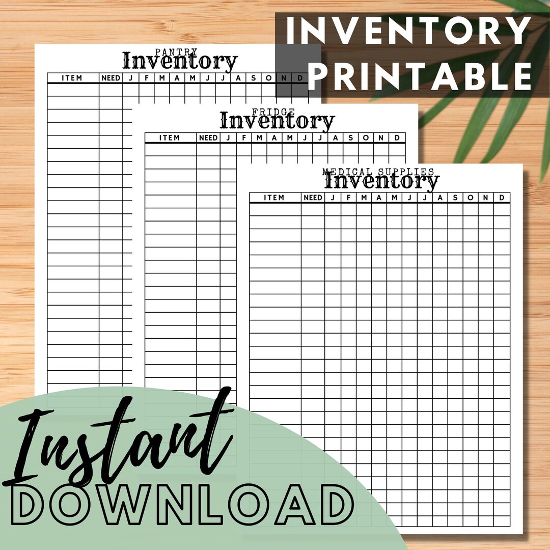 Digital Inventory Printable - Kitchen, Medical, Garden, Ect. - Etsy