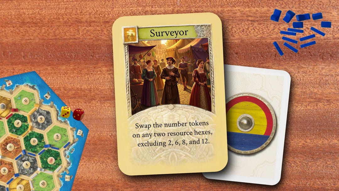 CATAN "surveyor" Development Card! Swap Number Tokens With This Fan ...