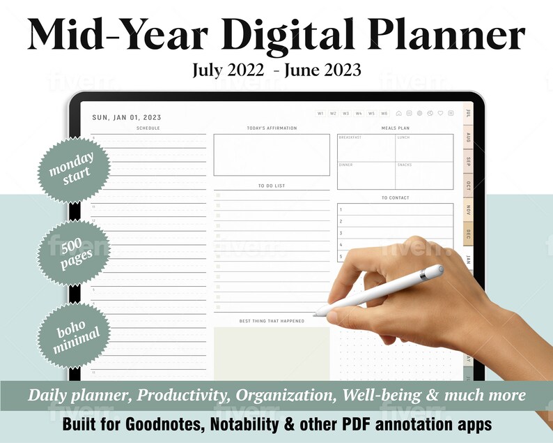 Boho Chic Mid-year Digital Planner 2022/2023 - Etsy