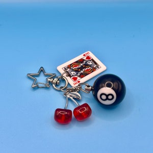 8 Ball Keychain/skull/star/dice/pokercard - Etsy