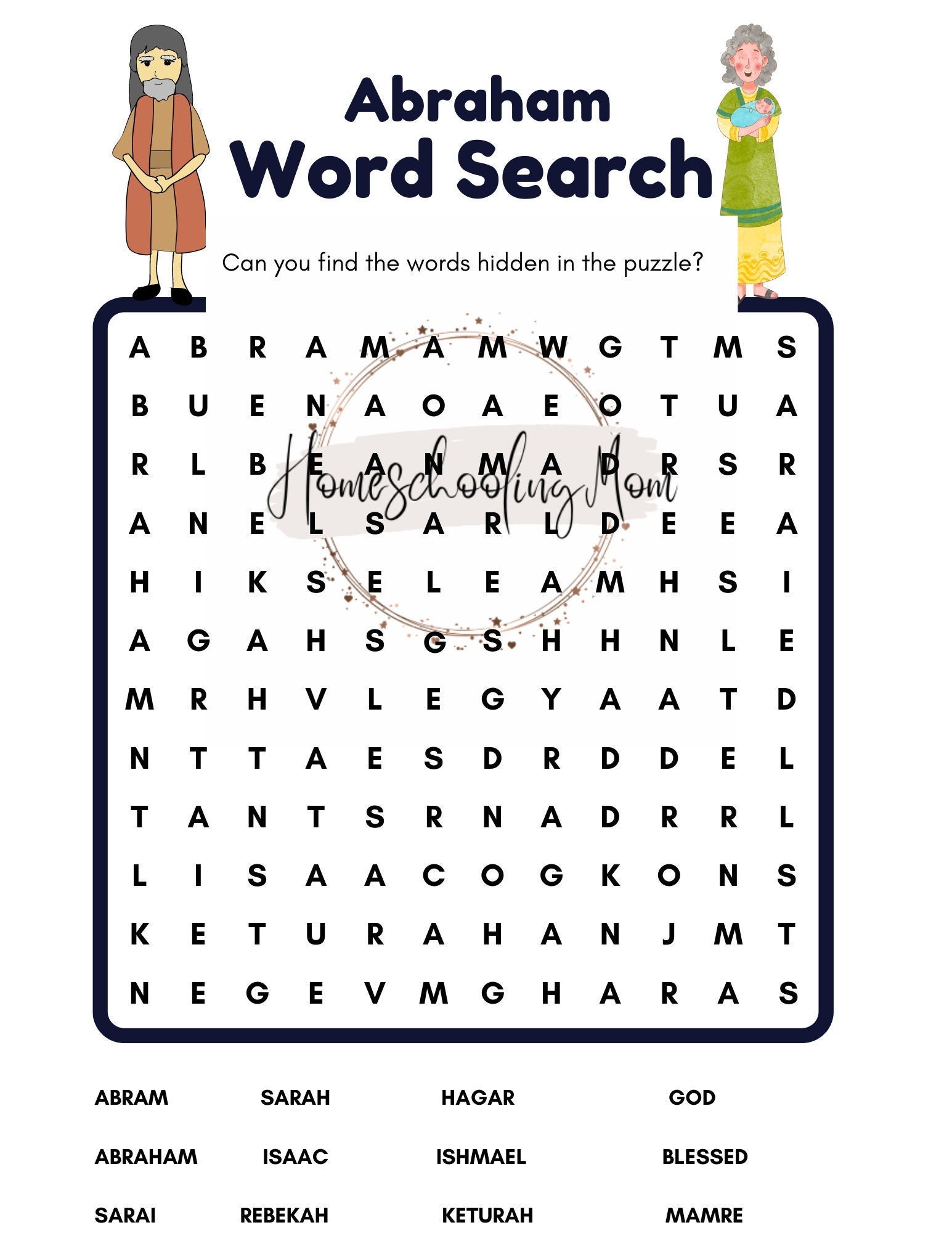 Abraham Word Search - Etsy