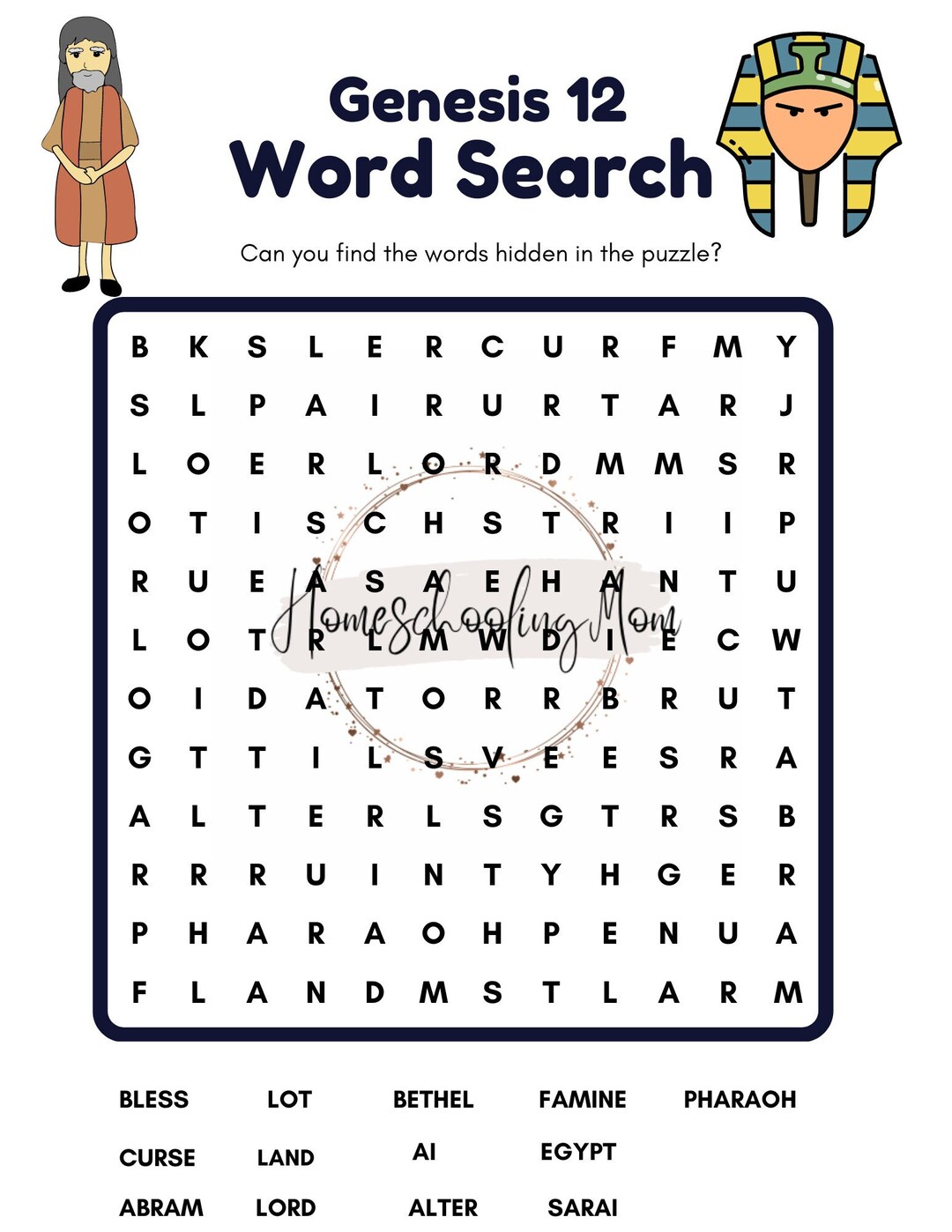 Genesis 12 Word Search - Etsy