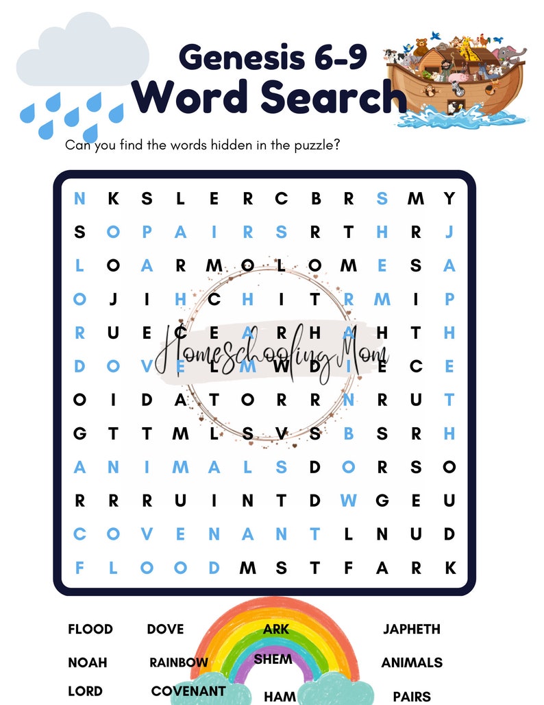 Genesis 6-9 Word Search - Etsy