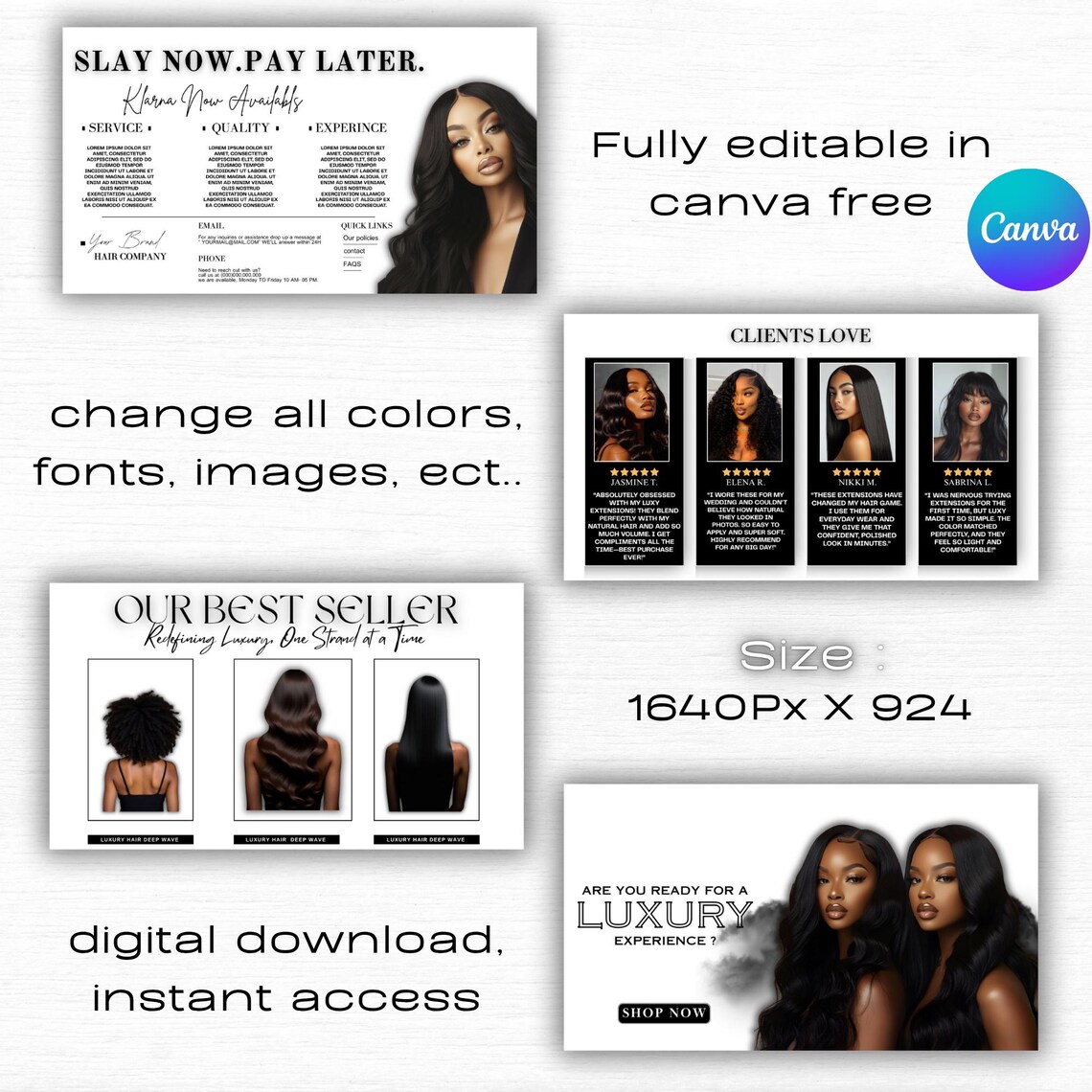 Squarespace Hair Banners Designed for Hair Businesses | Editable Canva ...