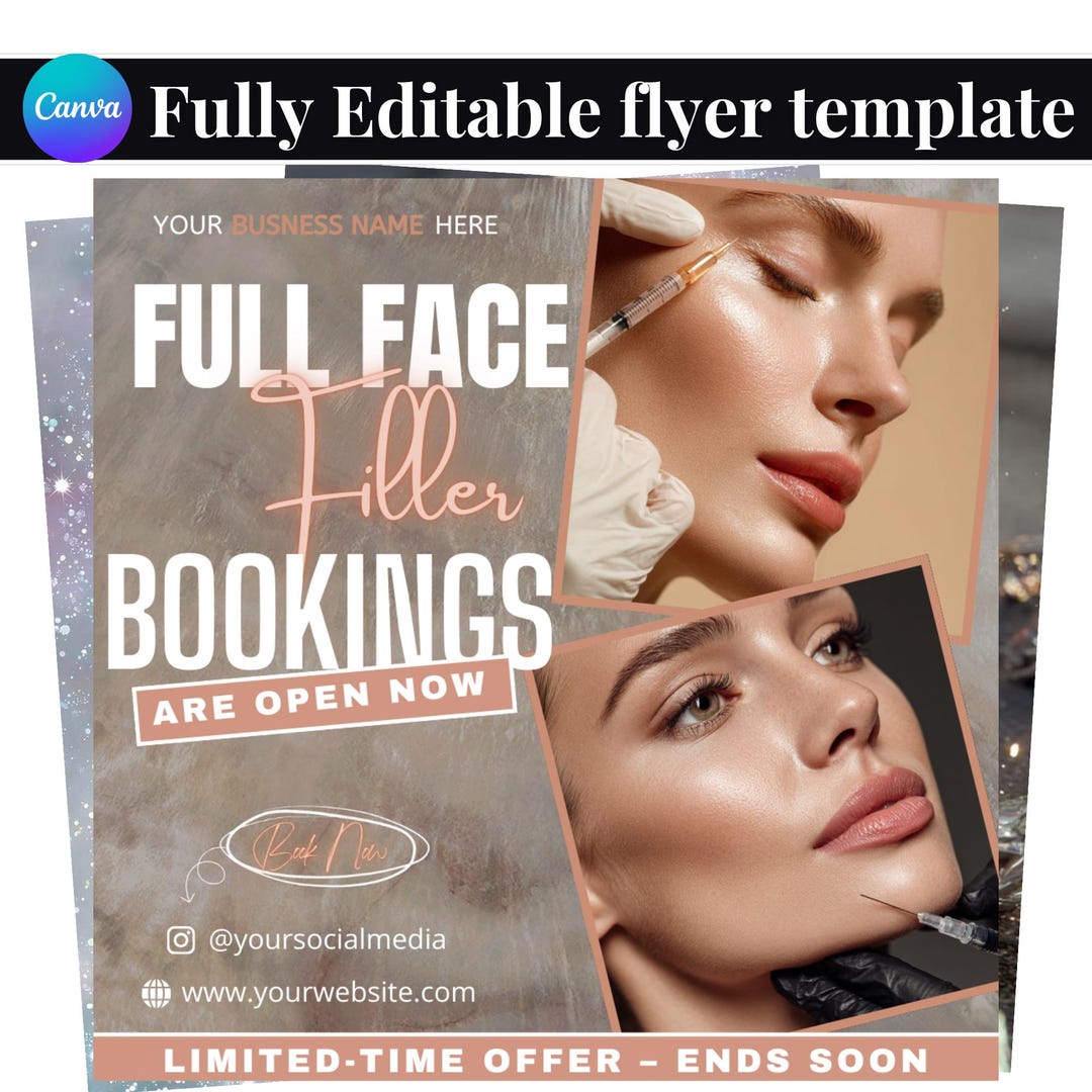 Full Face Filler Flyer | Clinic Social Media Template (canva Editable ...