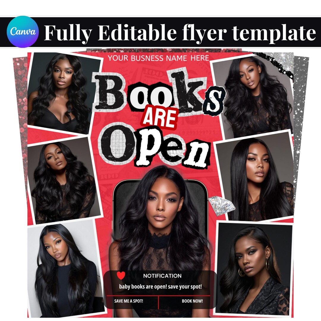 Wig Install Booking Flyer Template | Canva Hair Promo Post Design | Wig ...