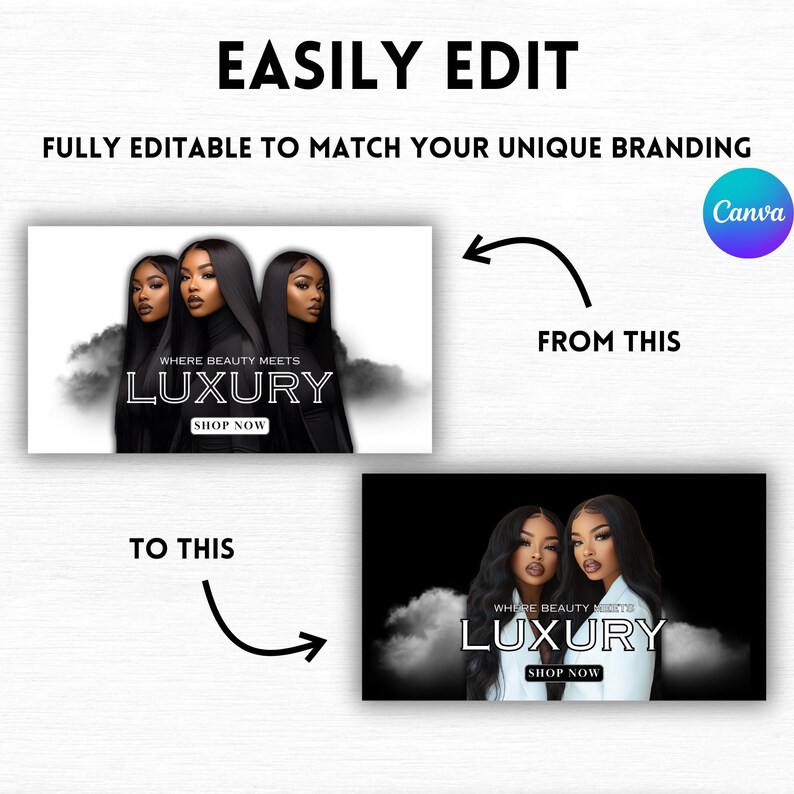 Squarespace Hair Banners Designed for Hair Businesses | Editable Canva ...