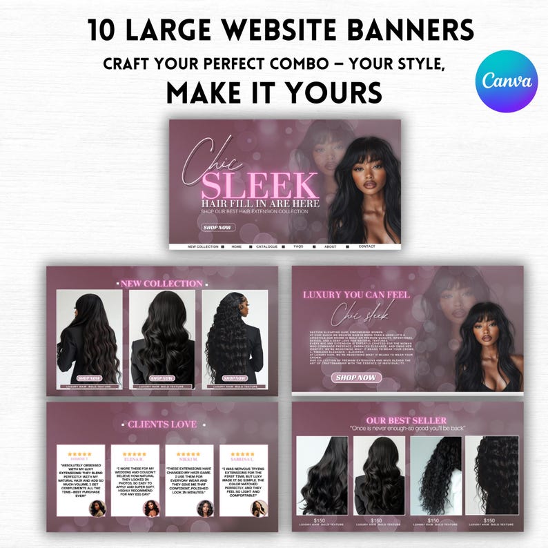 Editable Canva Website Banners for Wig & Hair Brands (digital Download ...
