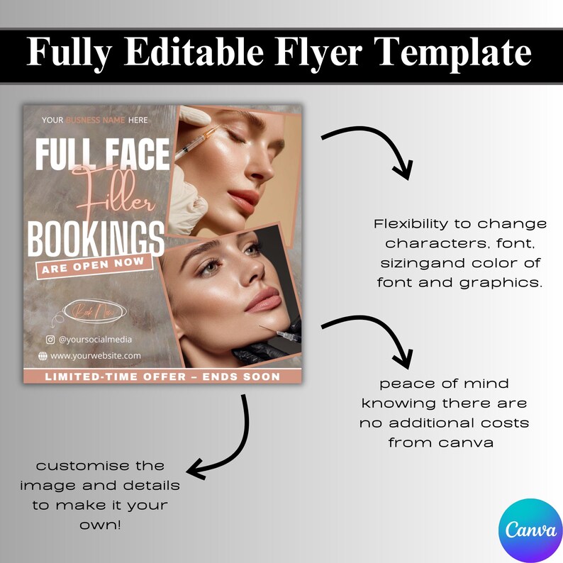 Full Face Filler Flyer | Clinic Social Media Template (canva Editable ...