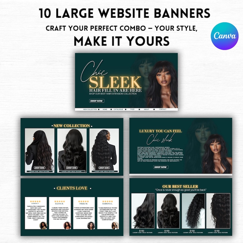 Hair Salon Website Banners | Luxury Canva Editable Web Banners for ...
