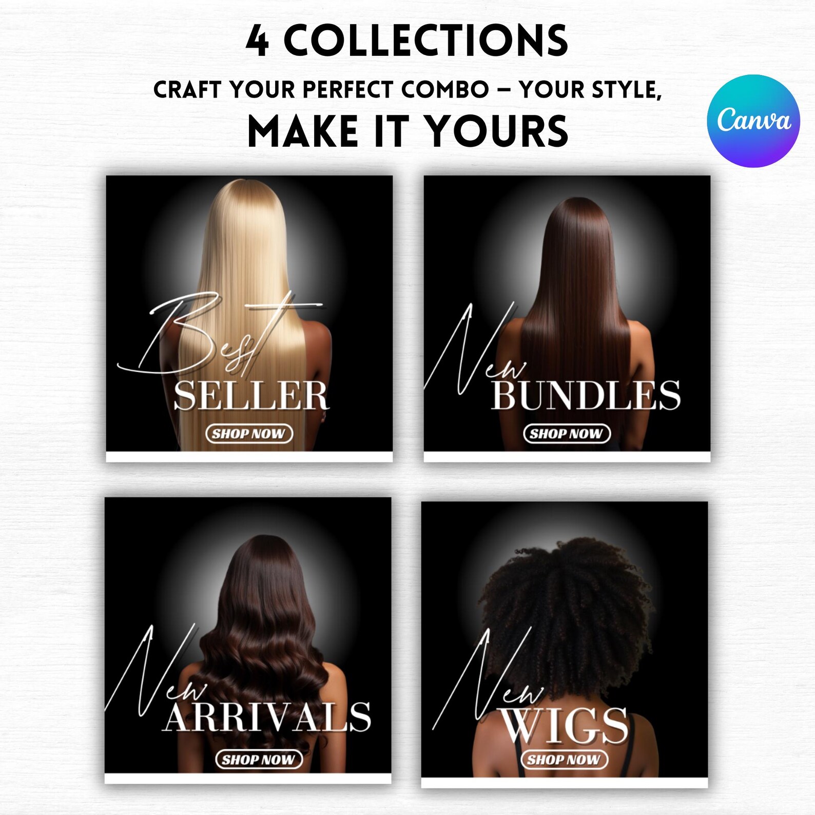 Hairstylist Website Banner Templates | Editable Shopify Canva Banners ...