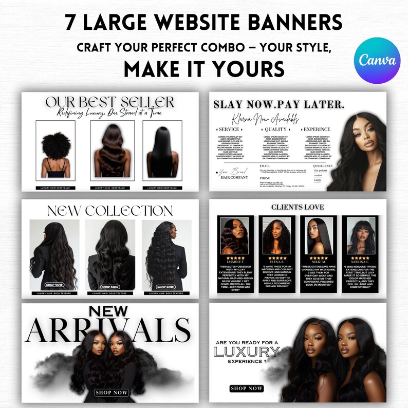 Squarespace Hair Banners Designed for Hair Businesses | Editable Canva ...