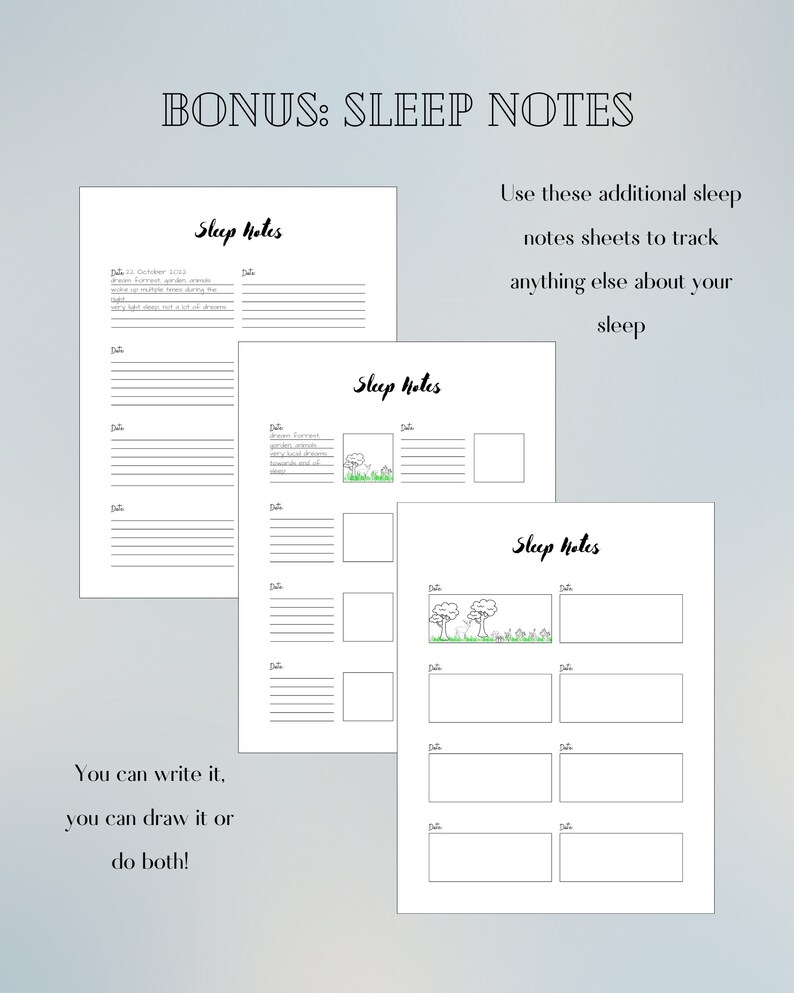 Printable Minimalistic Sleep Habits Tracker, Mood Tracker and Sleep ...