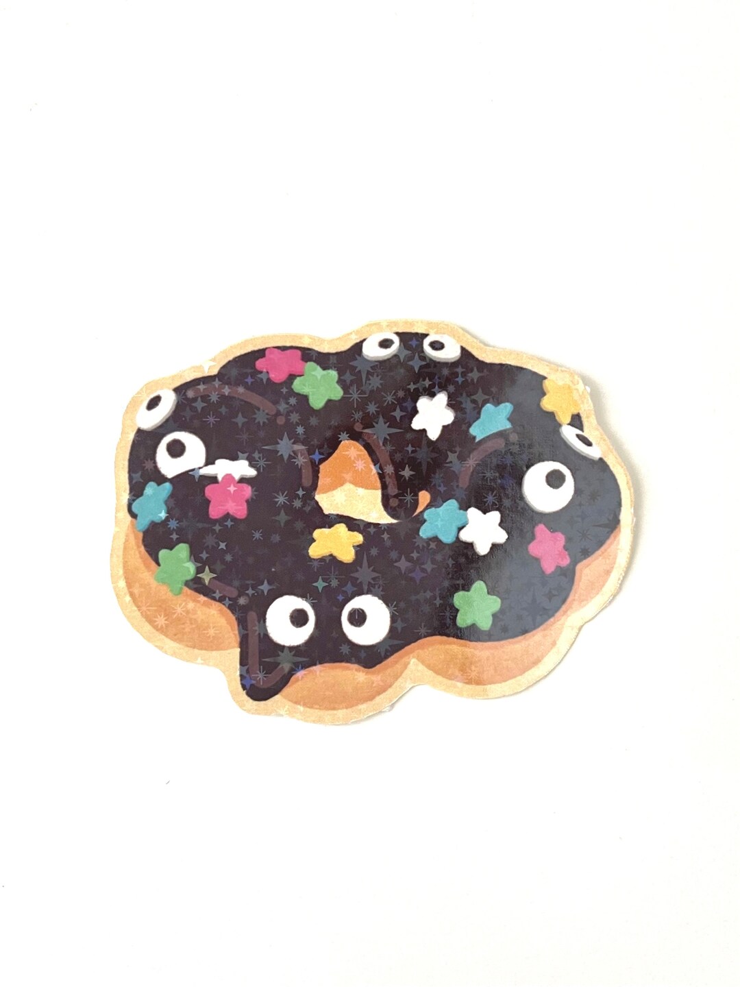 Susuwatari Soot Sprite Mochi Donut Holographic Stars Sticker - Etsy