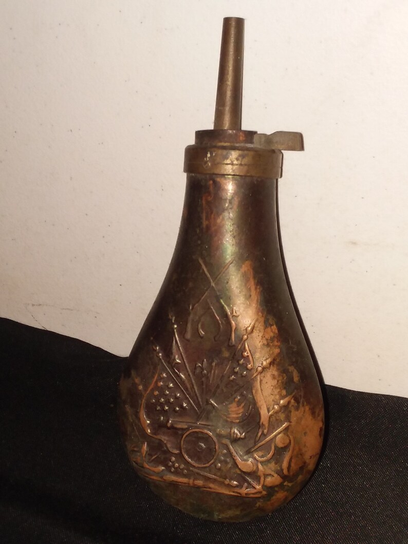 Vintage Black Powder Flask. US Civil War Scene. Made in Italy - Etsy