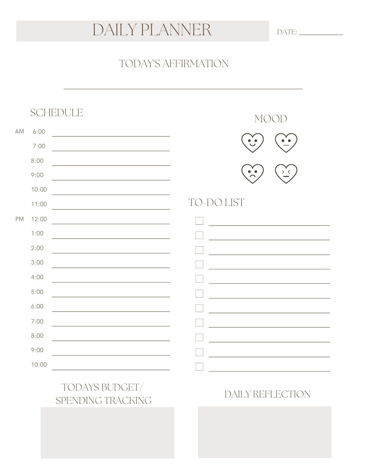 Daily Printable downloadable Planner Etsy