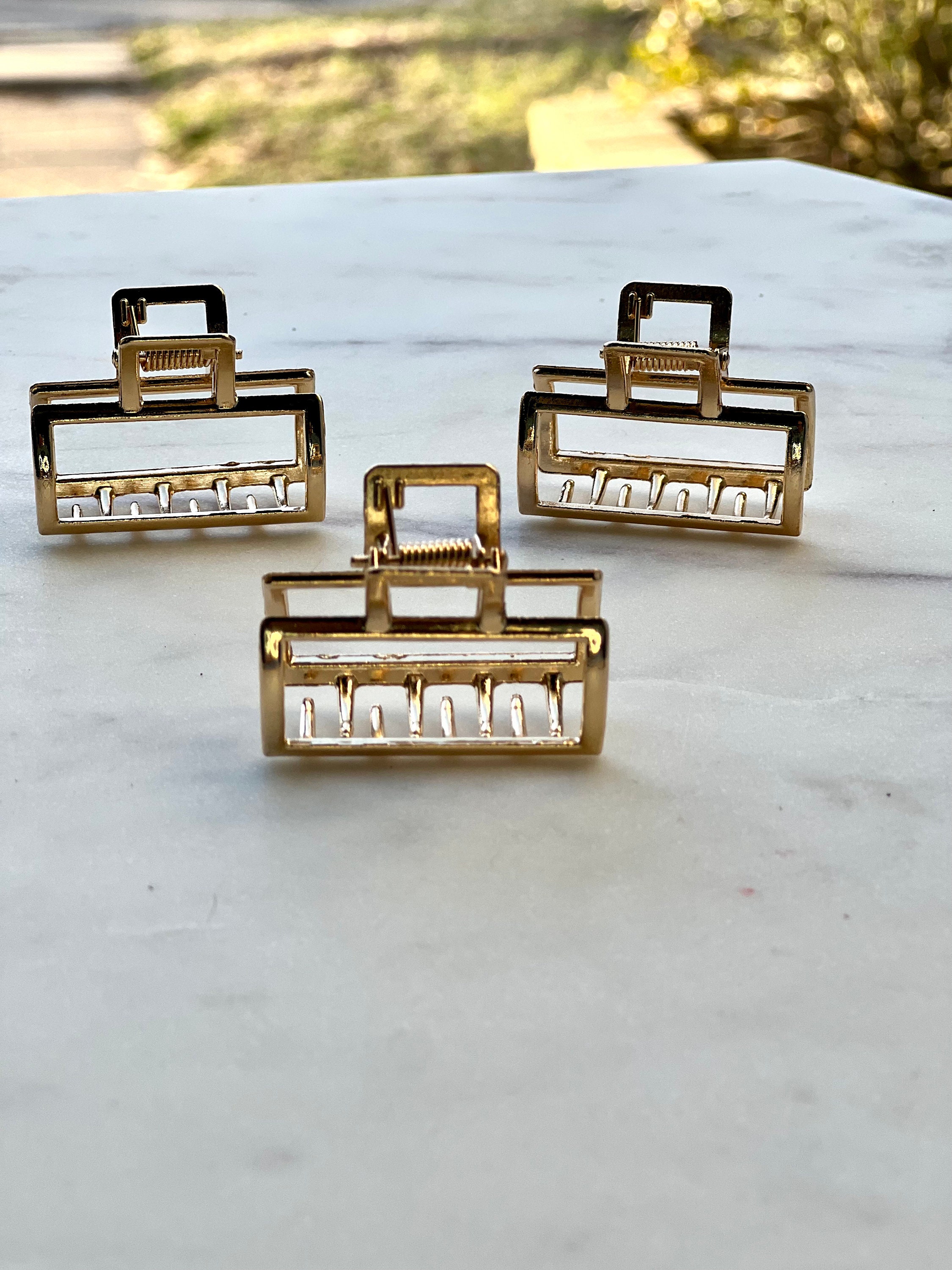 Small Rectangular Hair Clip (silver or Gold), Minimalist Hair Claws ...