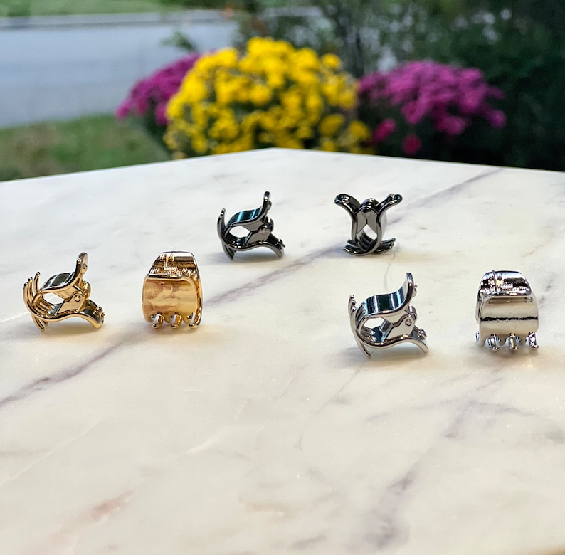Chrome Mini Hair Clip Small Hair Claws Tiny Hair Clip Metal - Etsy