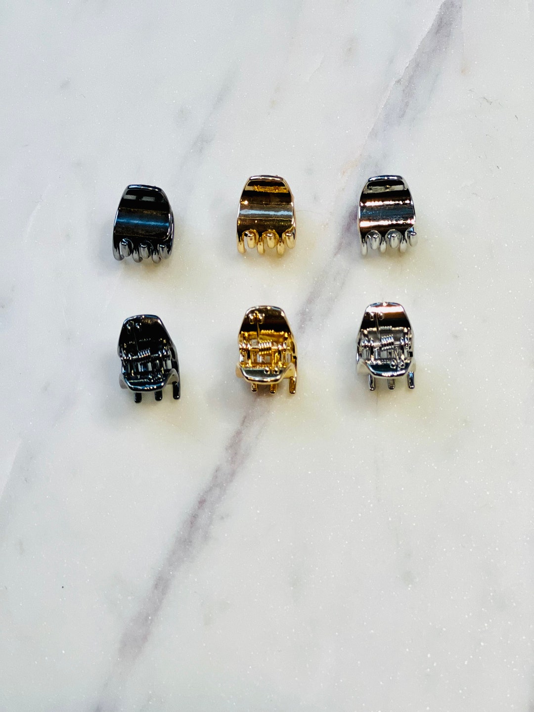 Chrome Mini Hair Clip Small Hair Claws Tiny Hair Clip Metal - Etsy