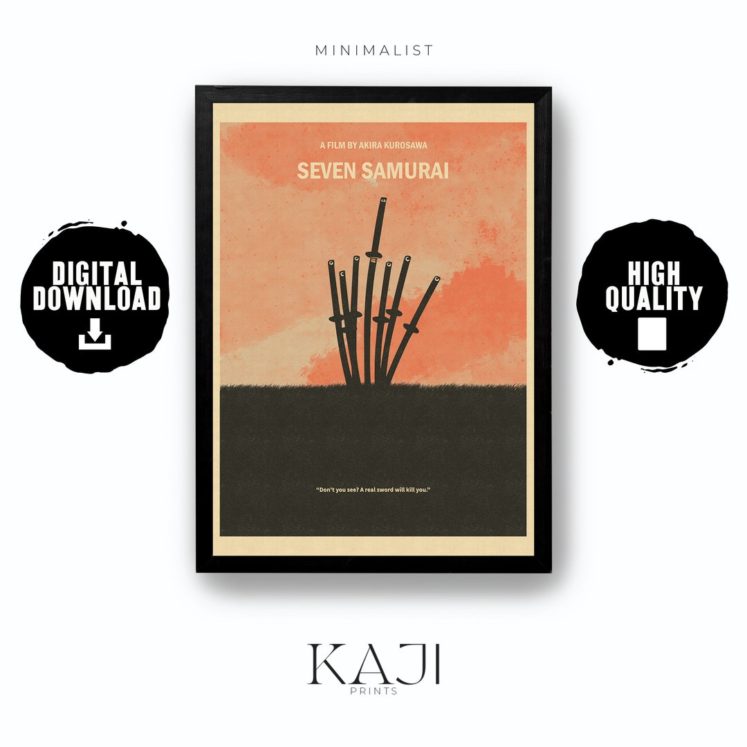 MINIMALIST Movie Poster - Seven Samurai 1954 Printable Wall Art - Etsy
