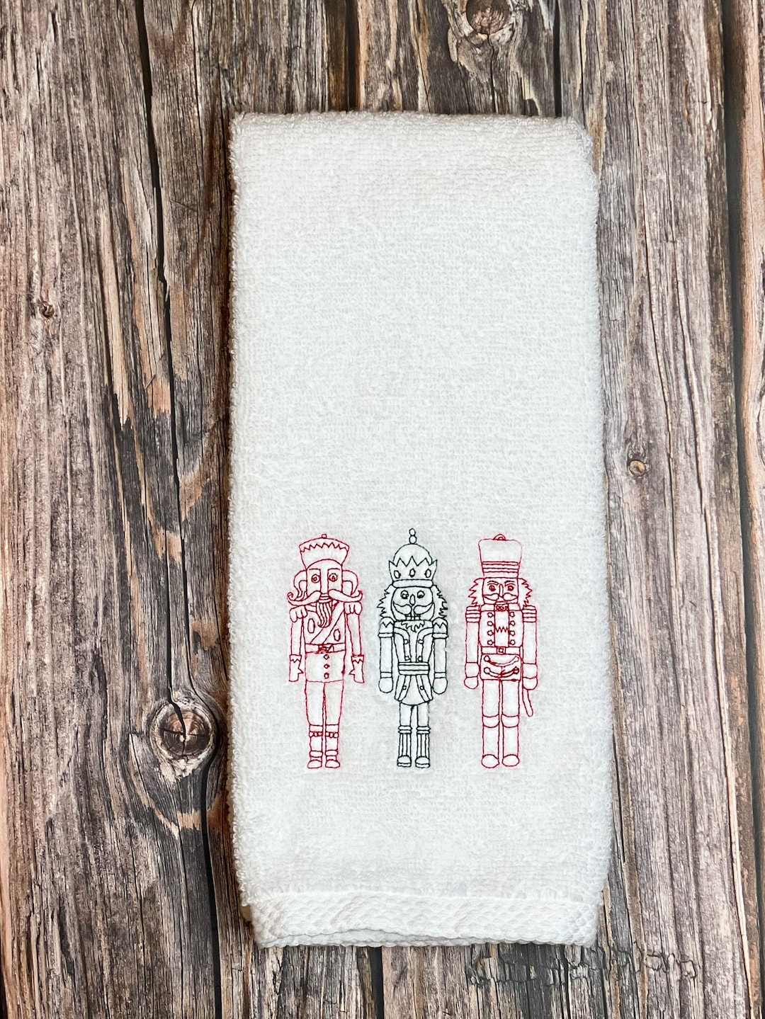 Nutcracker Christmas Embroidered Bath Hand Towel, Blue and White ...