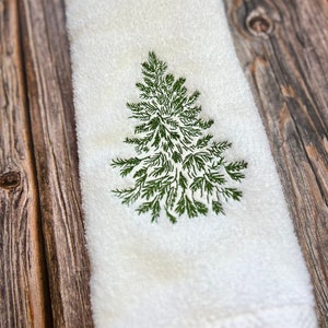 Winter Christmas Tree Embroidered Bath Hand Towel #1, Winter Hoilday ...