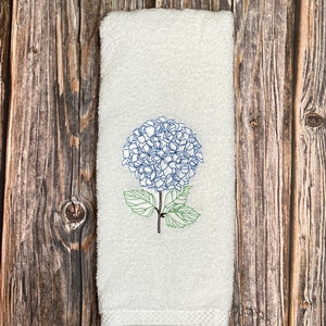Spring Hand Towel, Hydrangeas Embroidered Bath Hand Towel, Blue French ...