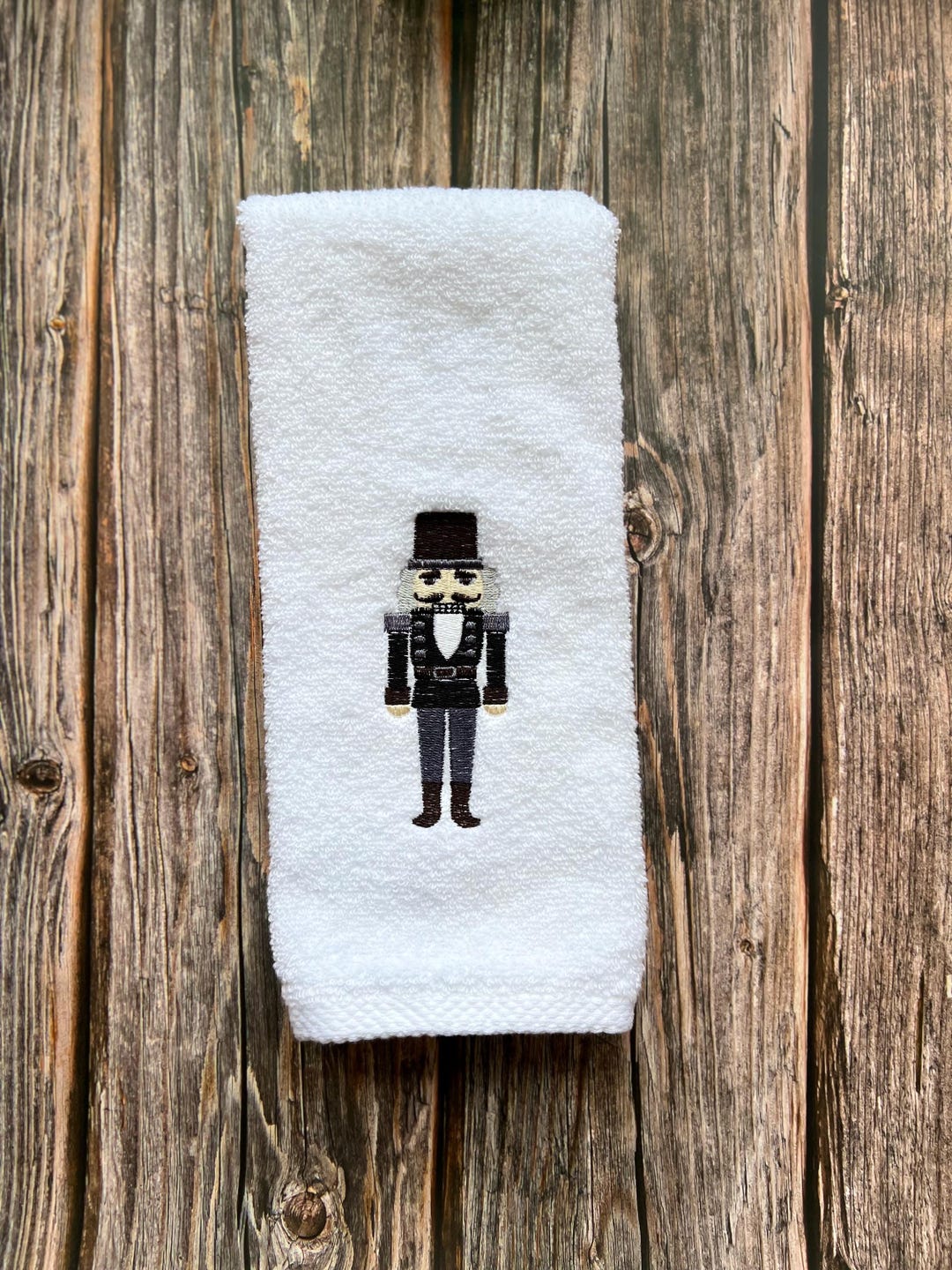 Christmas Goth Nutcracker Embroidered Hand Towel, Dark Holiday Elegance ...