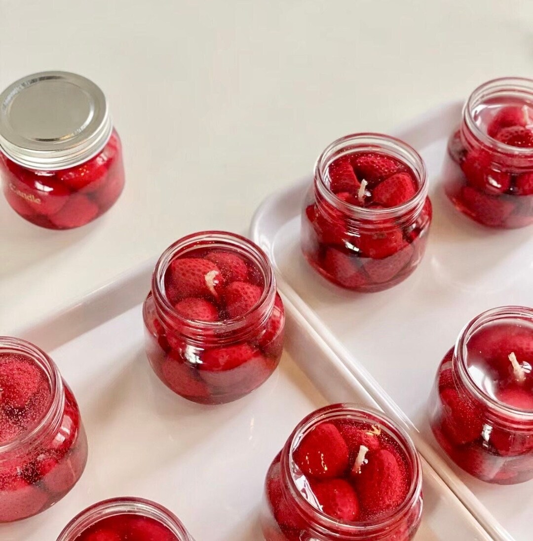Strawberry Jam, Jar Candle, Fruit Candle, Cute Candles, Scented Candle ...