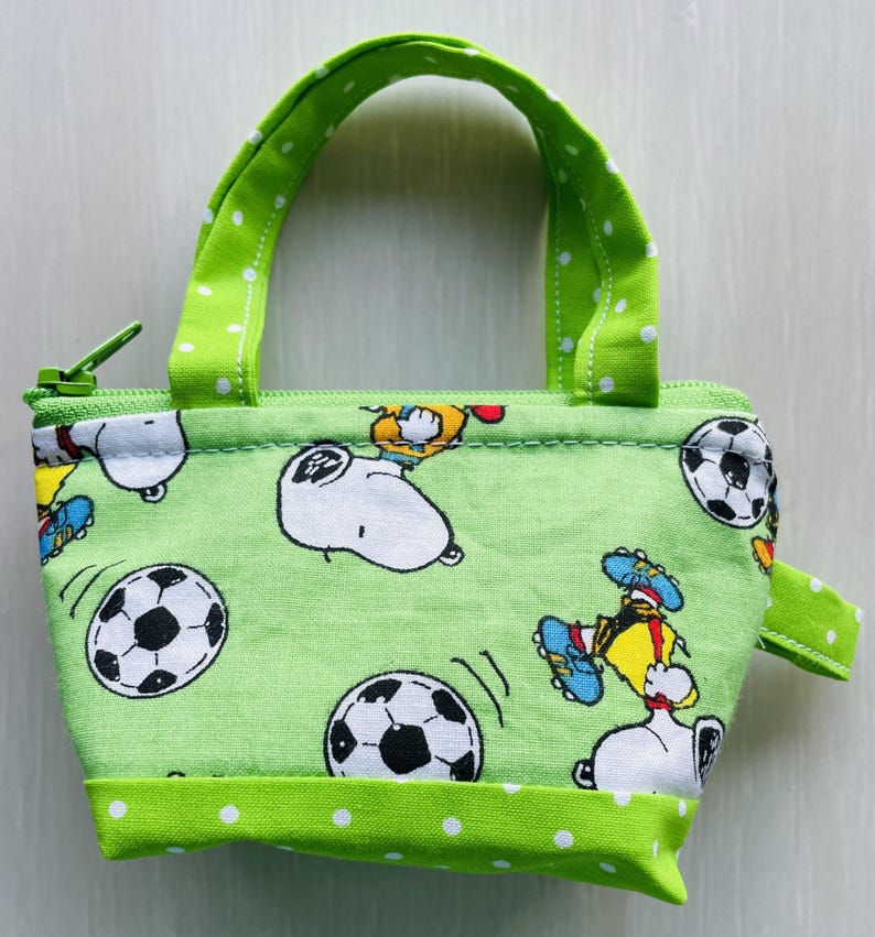Mini Tote Coin Purse - Soccer Game Fabric, Zippered Coin Purse, Mini ...