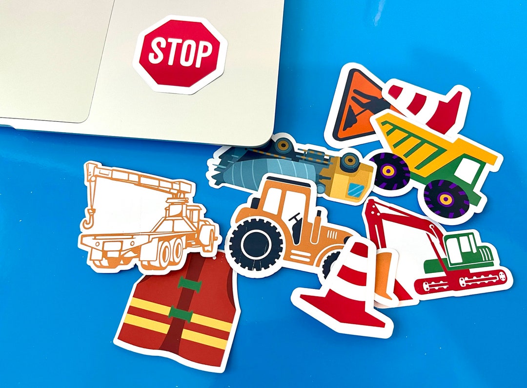 Laminated Holographic, Construction Stickers, Minimalist: Excavator ...