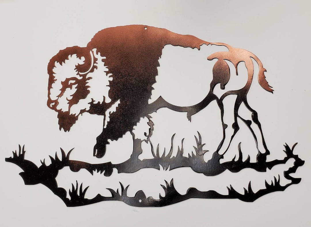 Buffalo Bison Walking Buffalo Scene Wildlife Design Metal Cut Out ...