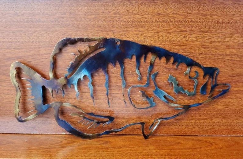 Fish Art Perch Fish Sign Crappie Fish Sign Plasma Cut Metal Sign ...