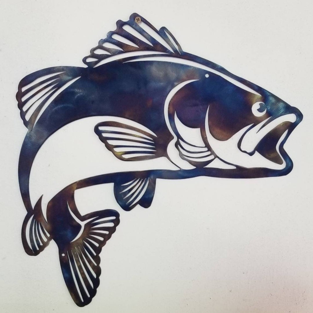 Fish Sign Jumping Bass Plasma Cut Metal Sign Hunting Fishing Outdoor ...
