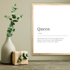 Queen Definition Print, Law of Assumption Wall Art Prints, Quote Print ...