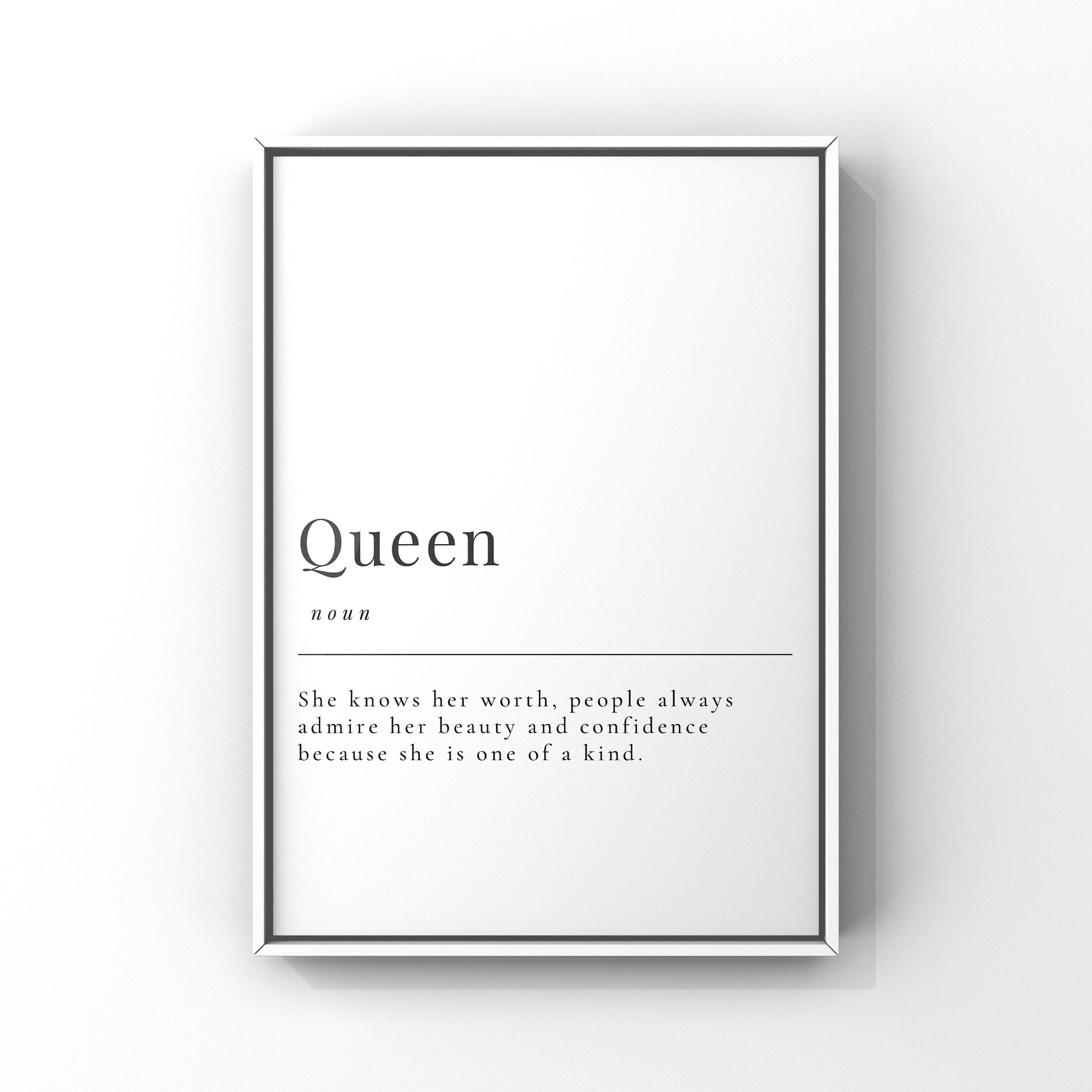 Queen Definition Print, Law of Assumption Wall Art Prints, Quote Print ...
