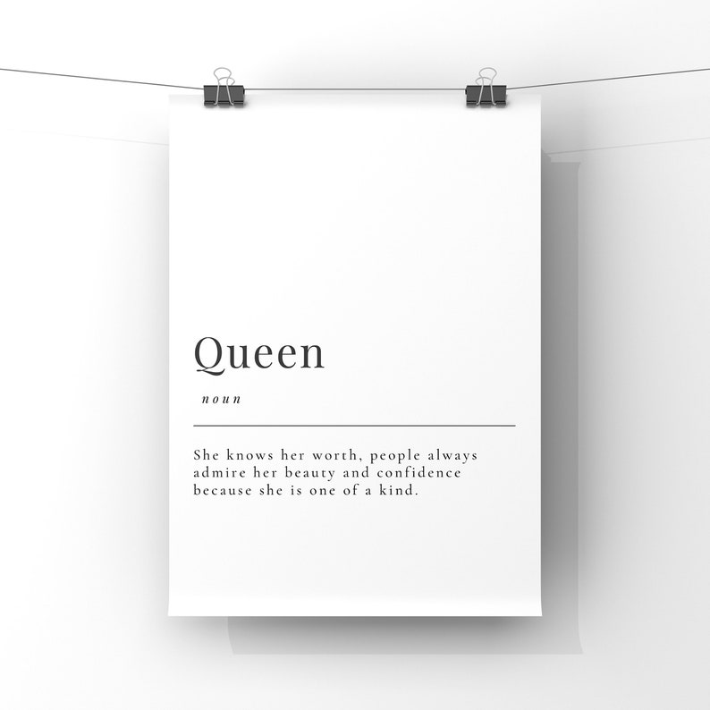 Queen Definition Print, Law of Assumption Wall Art Prints, Quote Print ...
