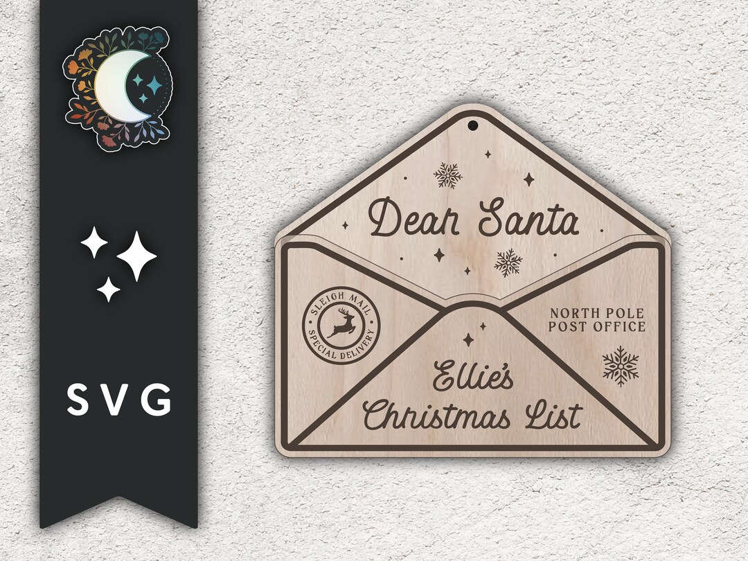 Dear Santa Letter Ornament Digital File Svg Laser Ready Etsy