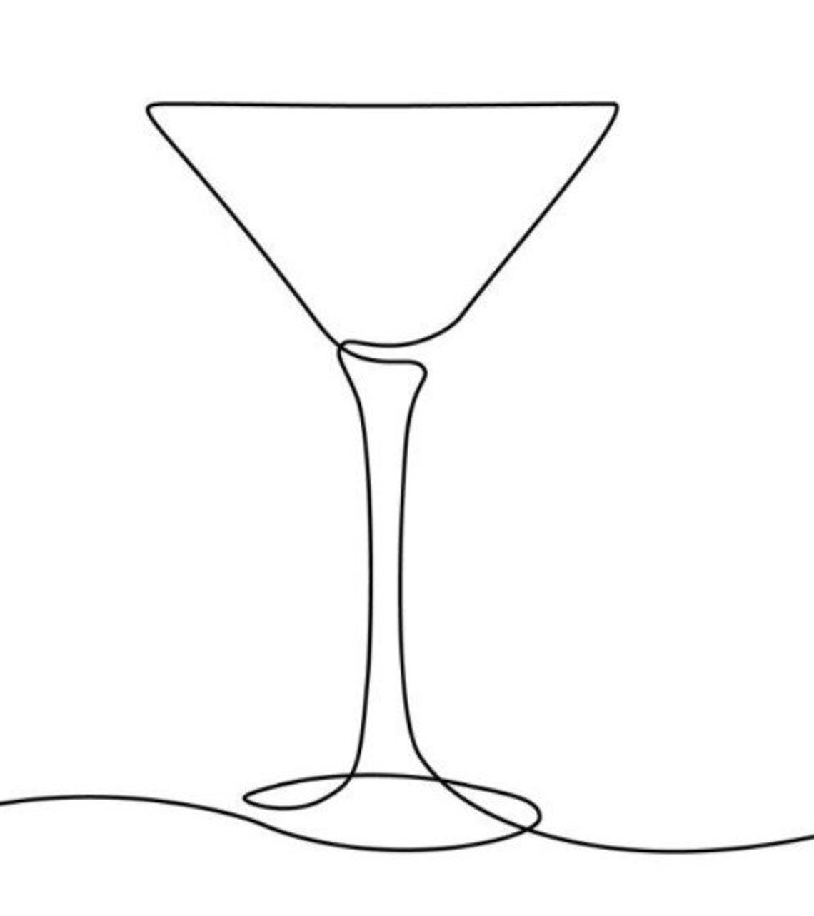 Cocktail Glass in Continuous Line Art Drawing Style. Minimalist Black ...