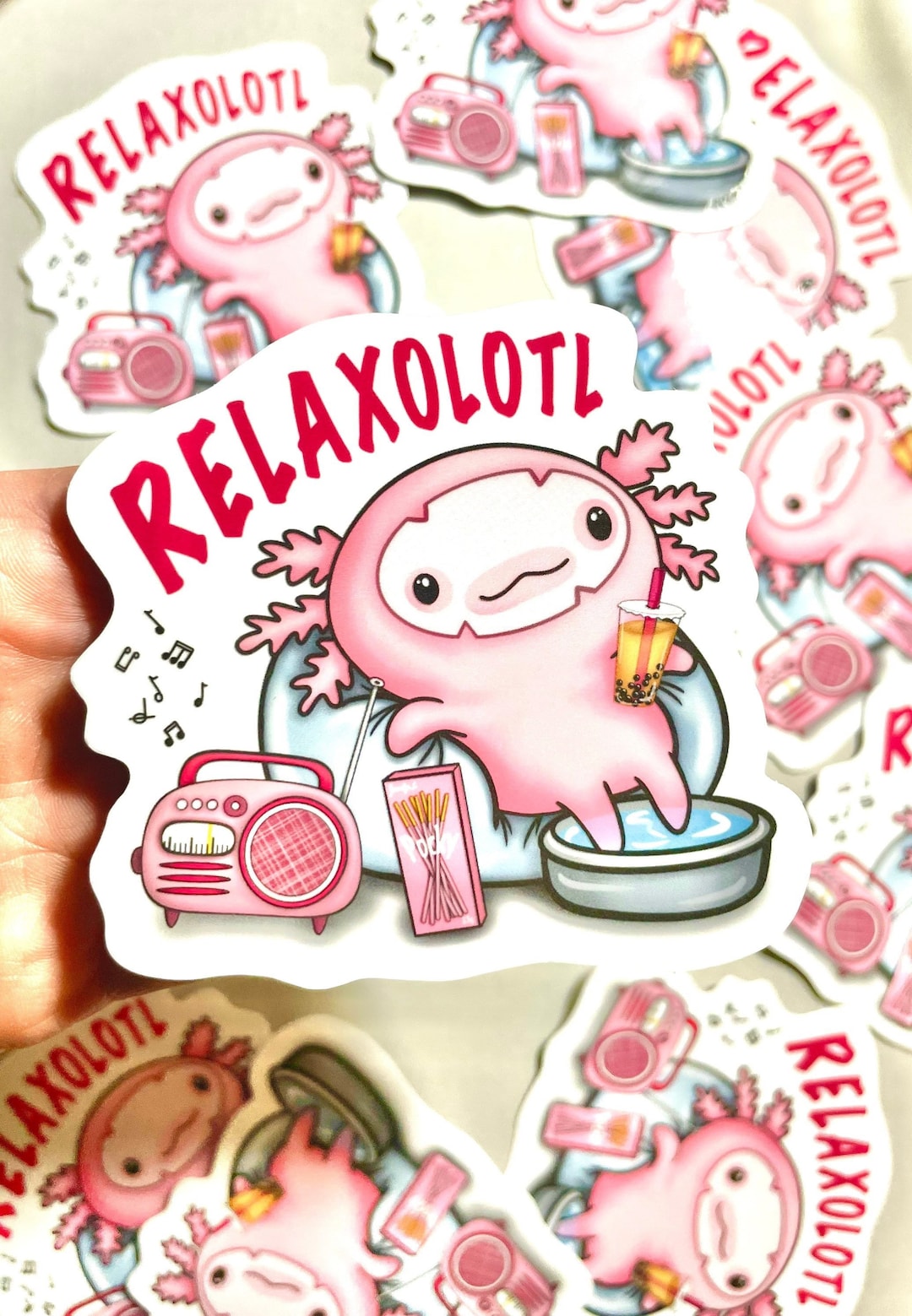 Large Axolotl Sticker | Cute Axolotl Stickers | Kawaii Waterproof ...